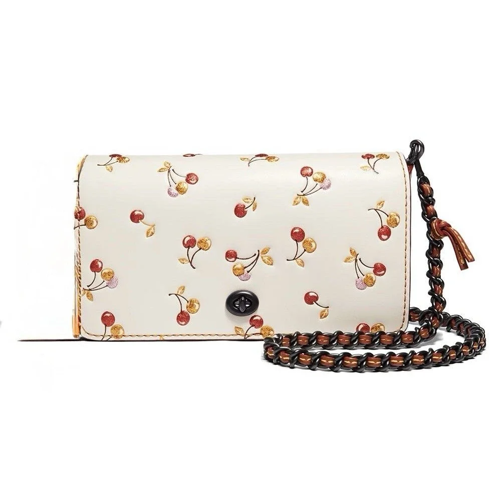 Coach | Bags | Coach 941 Chalkmulti Leather Dinky With Cherries Print ...